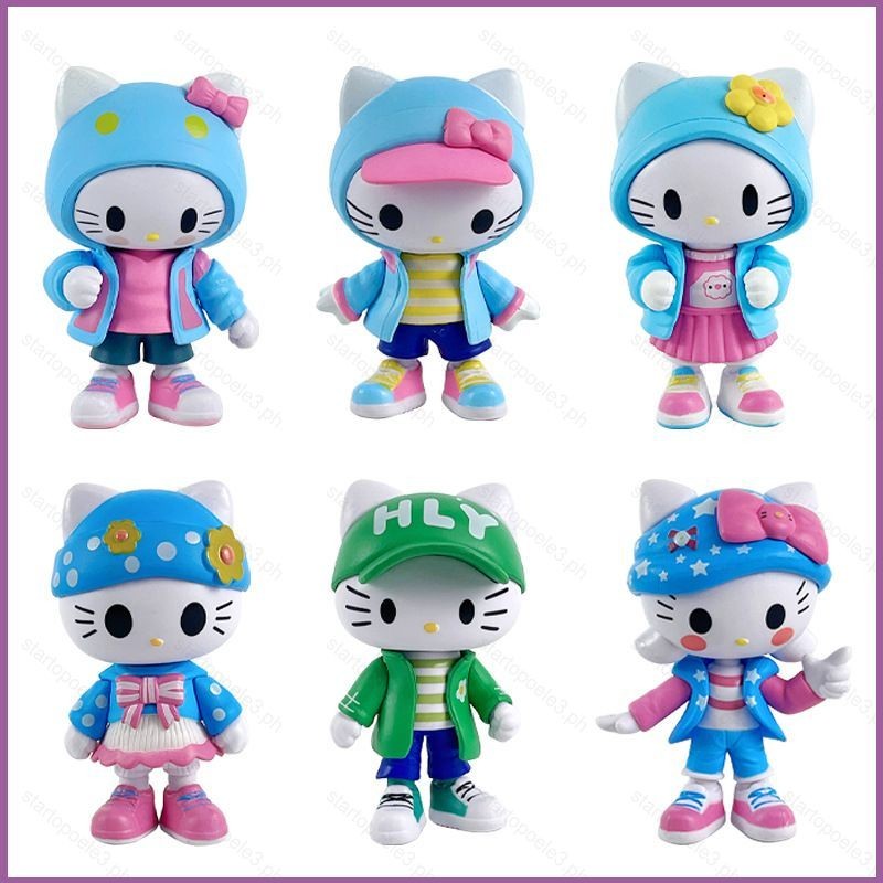 Ellen 6 ชิ้น Hello Kitty Action Figure ของเล่นอินเทรนด์สวมใส่เสื้อผ้า ...