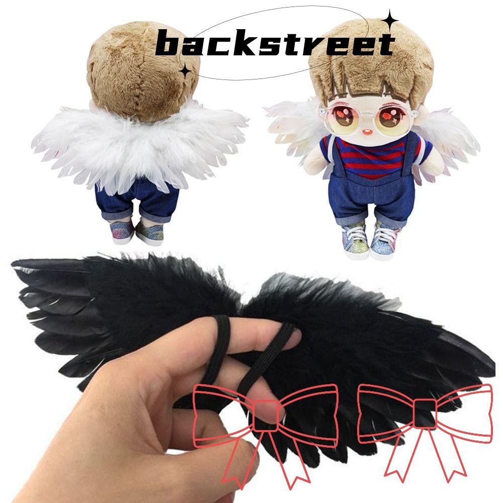 Backstage Labubu Angel Wing, DIY White Black Plush Labubu Doll Wing ...