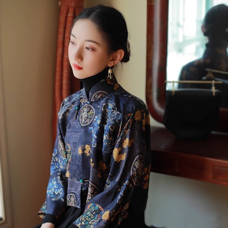 Li Luo Xiaoman Hanfu พิมพ์โบราณสไตล์จีน Inverted เสื้อแจ็คเก็ตขนาดใหญ่ ...