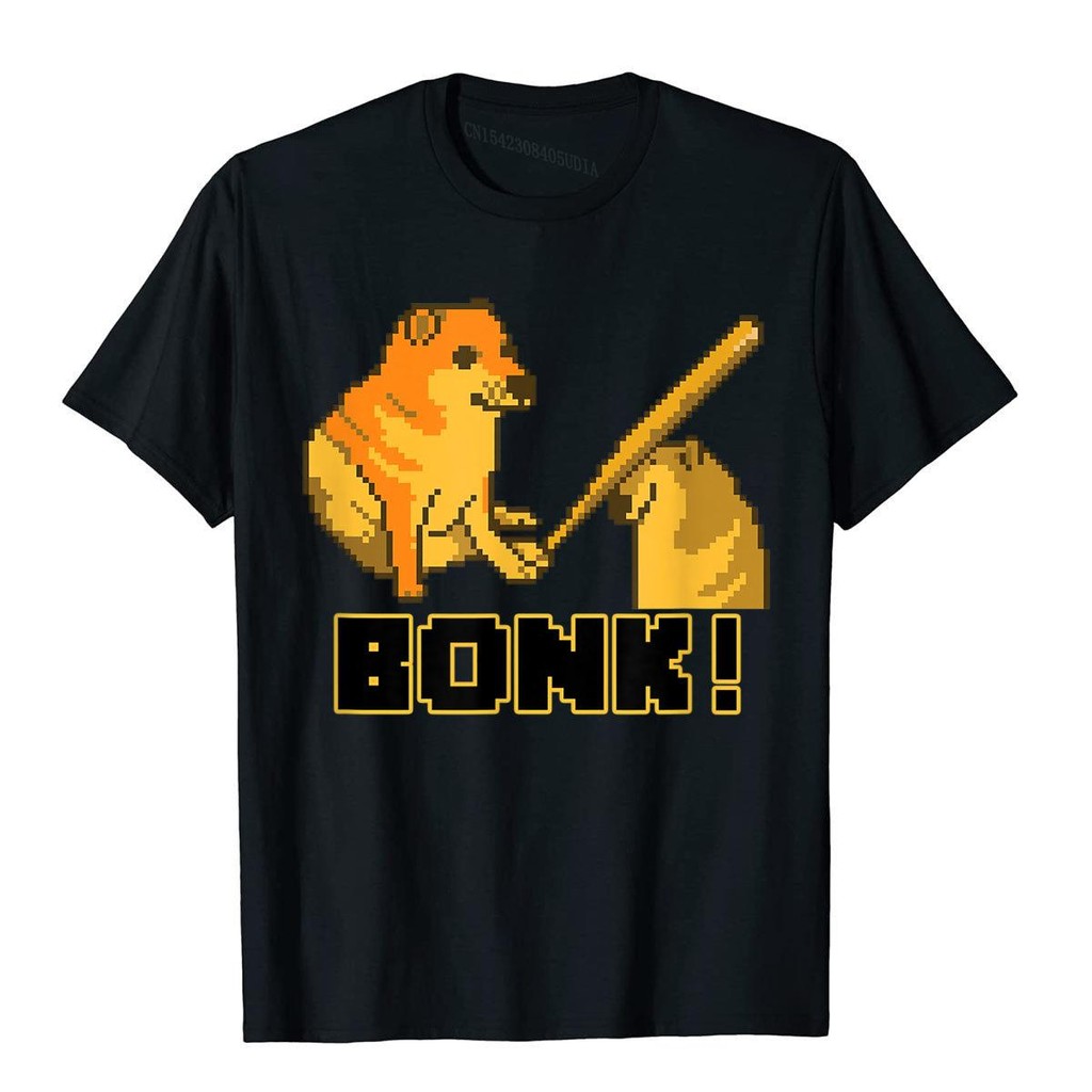 Pixel Art Cheems Bonk Meme เสื้อยืดพิมพ์เสื้อยืดผ้าฝ้ายพิเศษ Tees ...