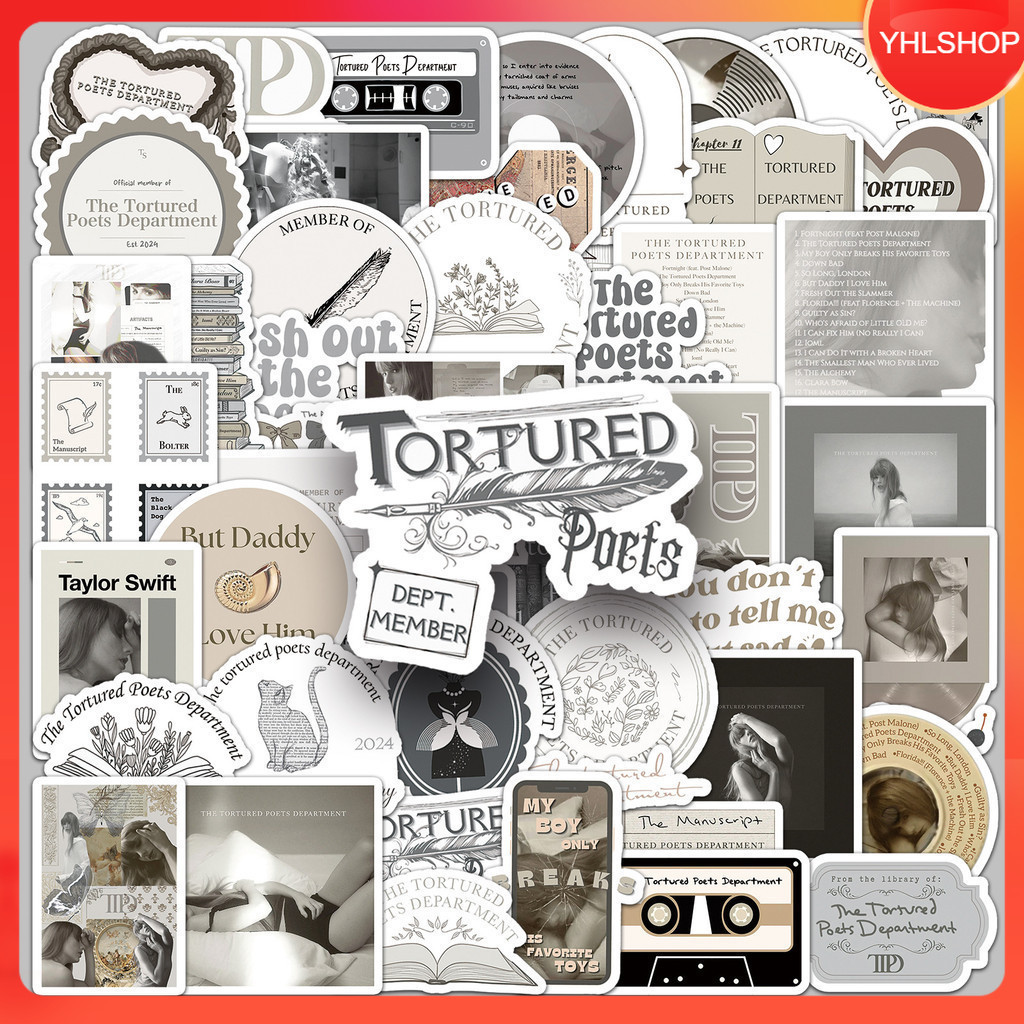 50ชิ้น สติกเกอร์ Album TTPD White Color อัลบั้ม Taylor Swift Sticker ...
