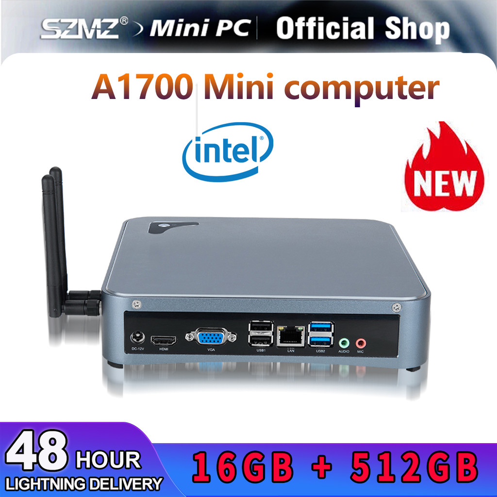SZMZ A1700 Windows 10 Pro Win11 Mini PC Intel Core I3 I5 I7 Processor DDR3L 8GB 16GB SSD 512GB ...