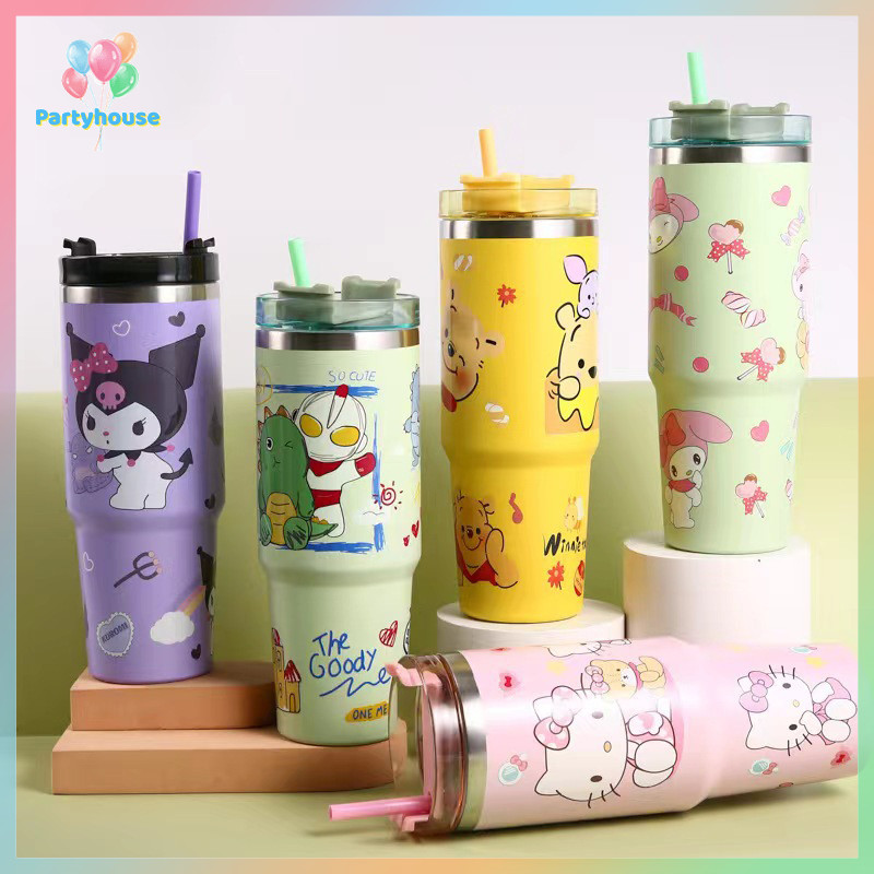 Uvig> 900Ml Kuromi สแตนเลสฉนวนแก้ว Hello Kitty ดื่มถ้วยความจุสูงรถเครื่องดื่มโค้กแก้วกาแฟถ้วย ...