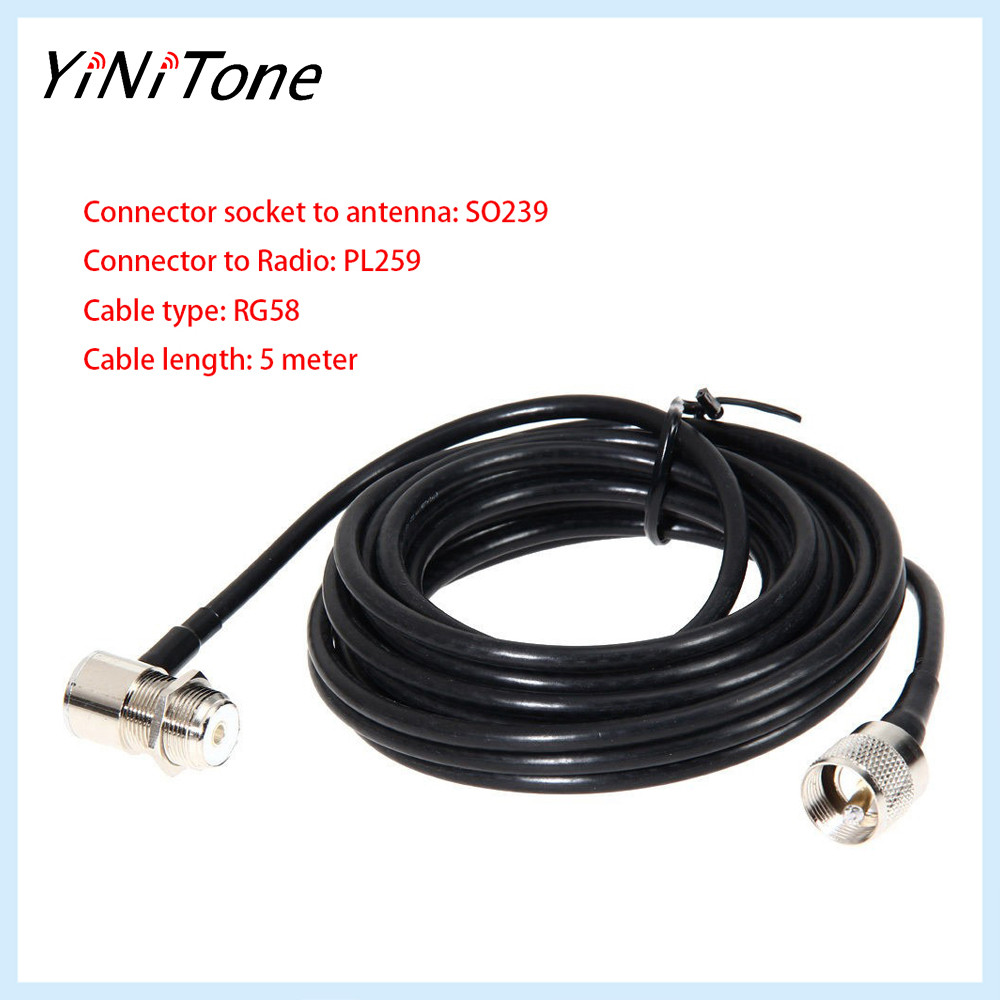 รถวิทยุเสาอากาศสายต่อ 5M RG58 PL-259 ถึง SO-239 สําหรับ Kenwood ICOM ...