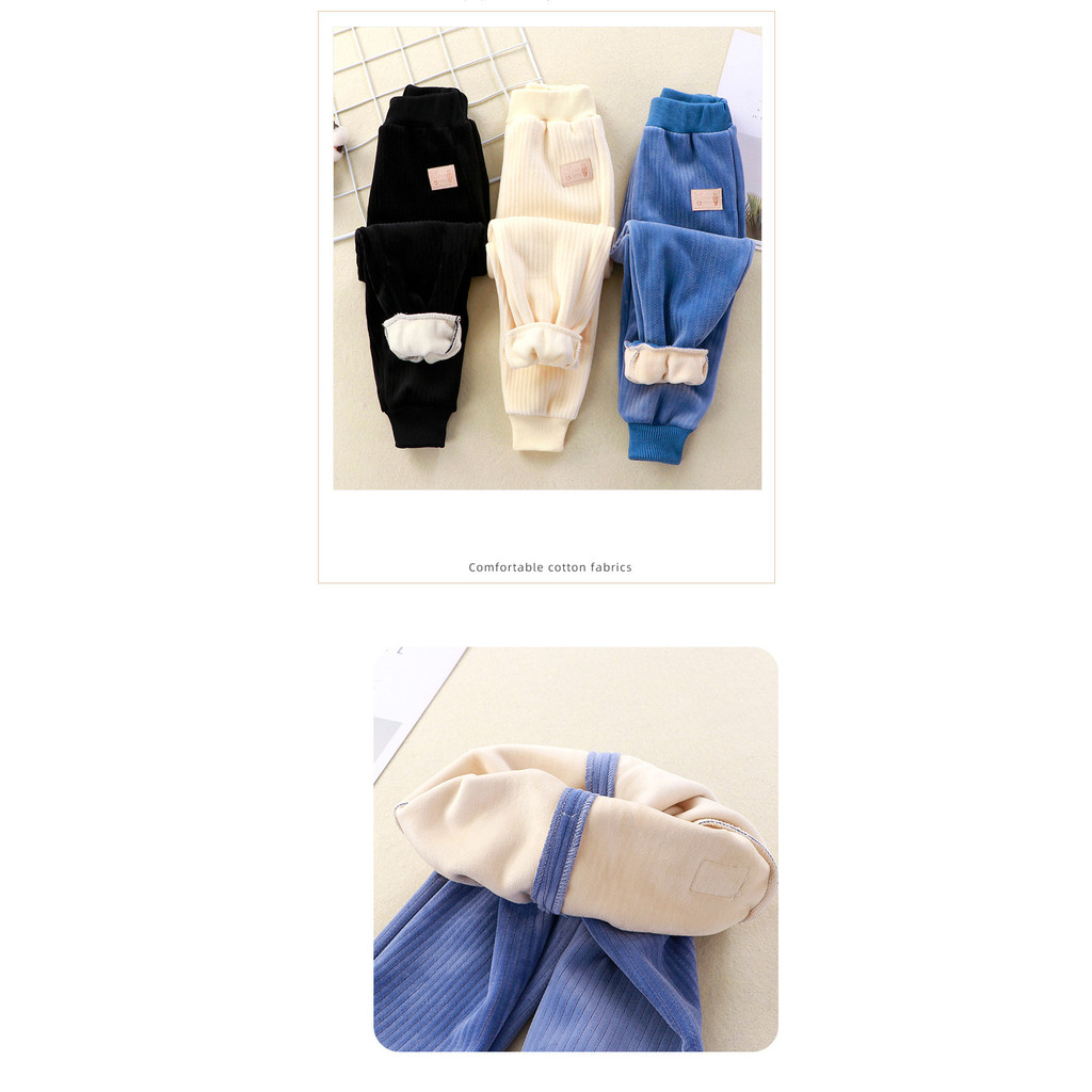 Clemine กางเกงวอร์มเก็บอุณหภูมิแบบสบาย ๆ ผ้าฟลีซหนาขึ้นสําหรับเด็ก ...