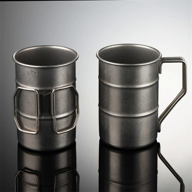 Retro Stainless Steel Outdoor Camping Water Cups Beer Mugs Folding ...