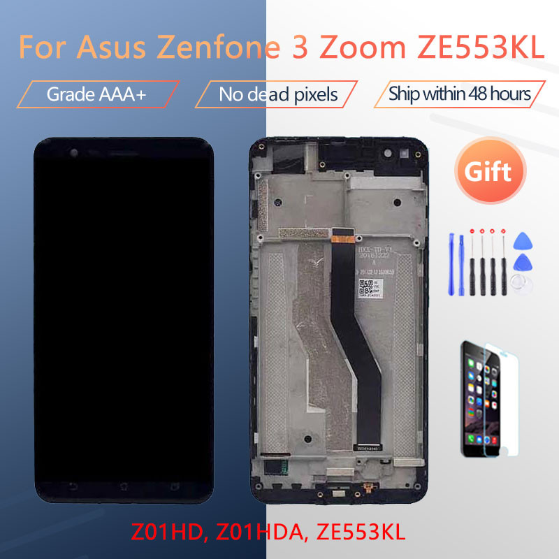 สําหรับ Asus Zenfone 3 ซูม ZE553KL หน้าจอ LCD พร้อมเคสด้านหน้ากระจก ...