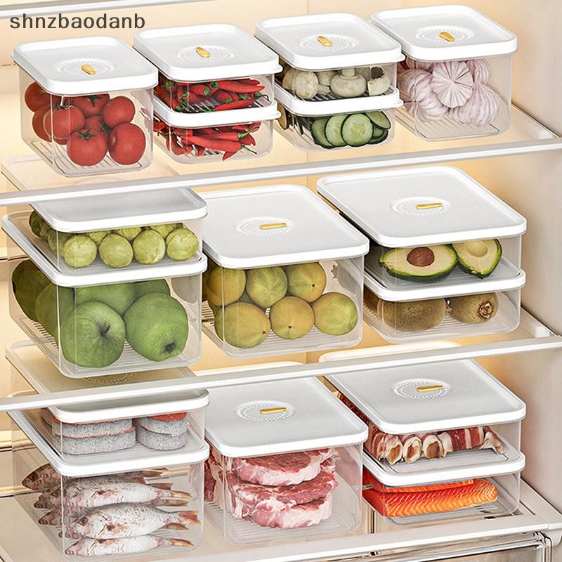 [shnzbaodanb] ตู้เย็นปิดผนึกกล่องเก็บของสดผลไม้เนื้อแช่แข็งกระป๋องเก็บครัวพลาสติกอาหารOrganizer ...