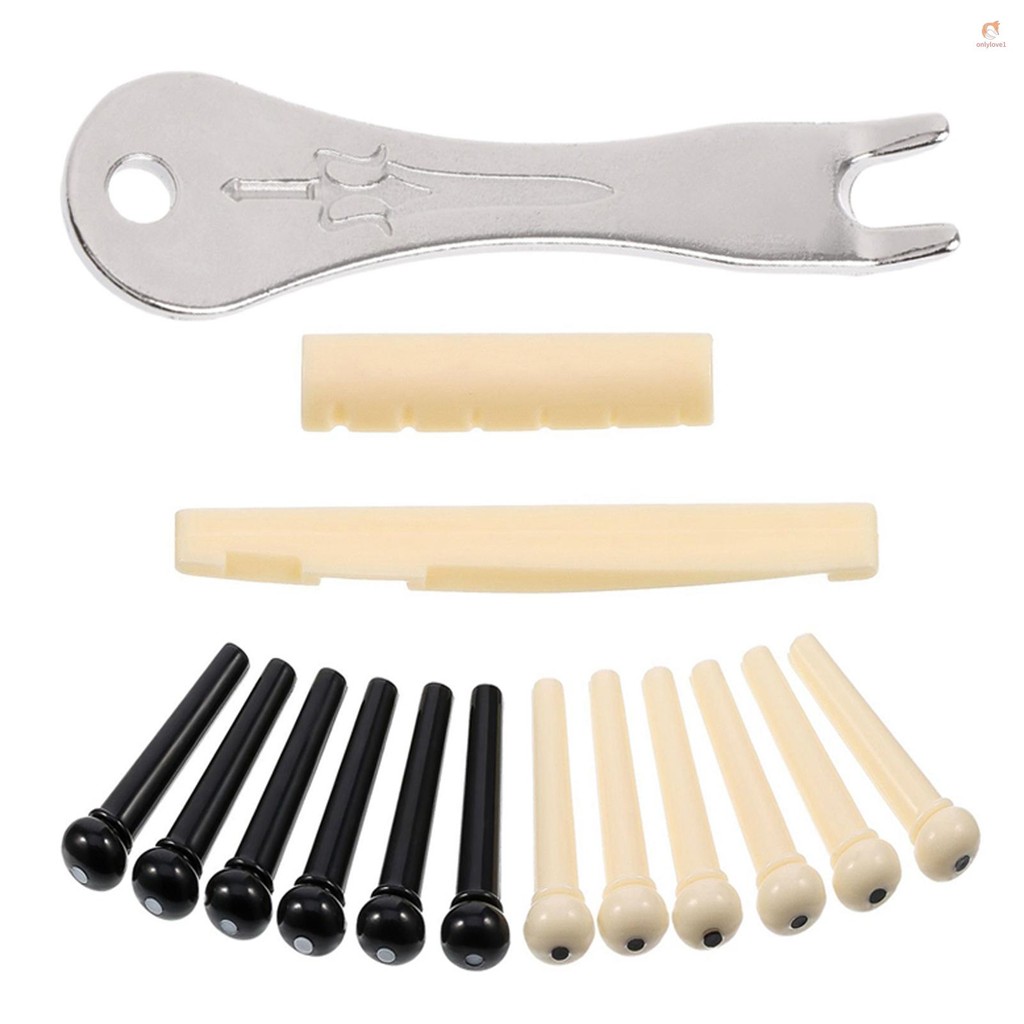12pcs กีตาร์สะพาน Pins หมุด 1 PC Bridge Pin Puller Remover 1 PC กีตาร์ ...