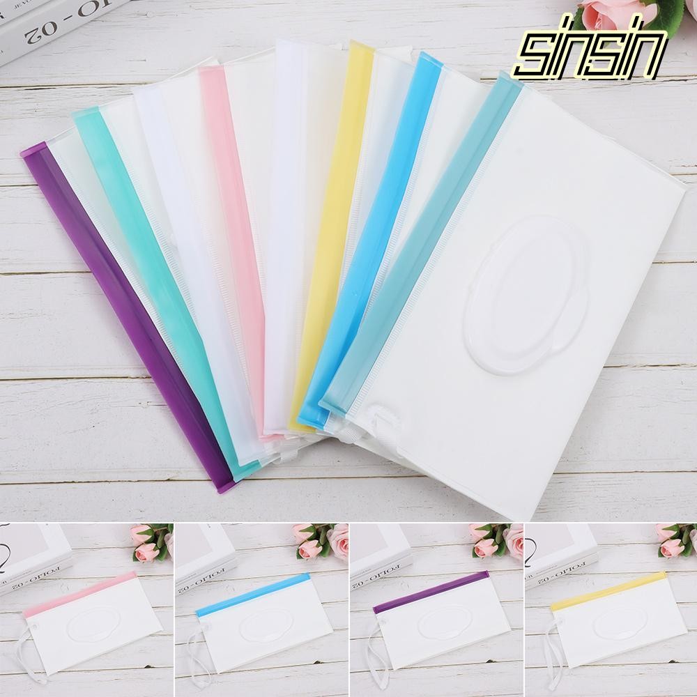 SINSIN ที่ใส่ผ้าเช็ดทําความสะอาด, กระเป๋าใส่ทิชชู่เปียกแบบมีฝาปิดสีทึบ ...