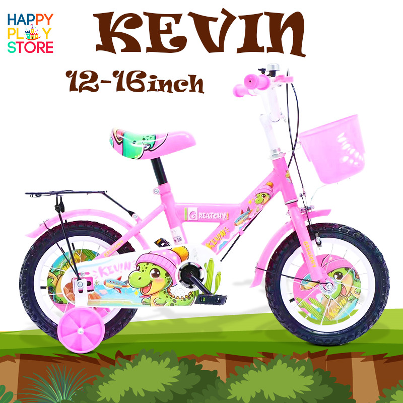 จักรยานเด็ก Kevin 12/16นิ้ว แผ่นแต่งล้อ ตะแกรงซ้อนท้าย ล้อเสริม เบรก ...