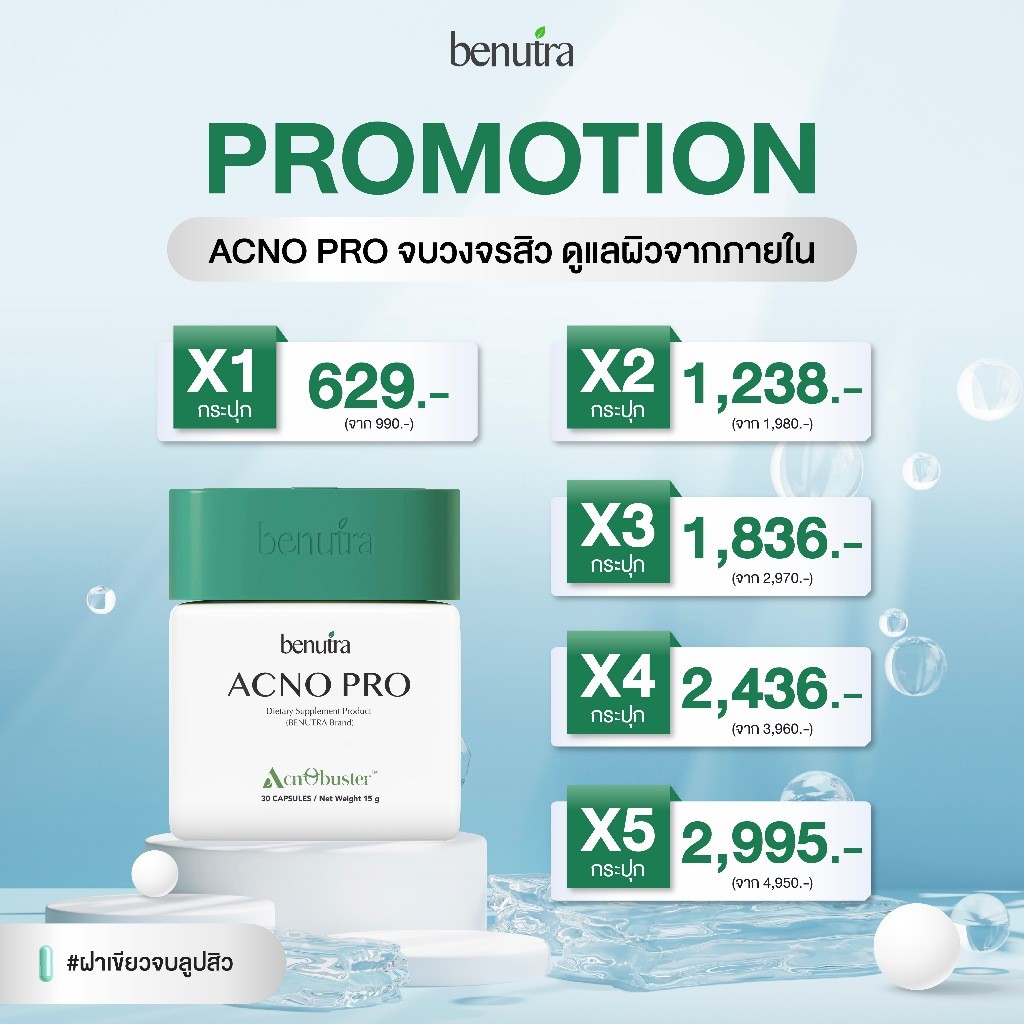 Acno Pro แอคโน โปร Benutra บีนูทร่า วิตามินลดสิว ซิงค์ สิว สิวอักเสบ ...
