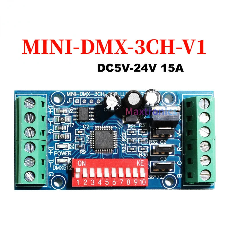 ใหม่ MINI 3CH DMX512 RGB LED ถอดรหัส DMX Controller 3Channe 5A/CH MAX 15A MINI-DMX-3CH-V1 ...