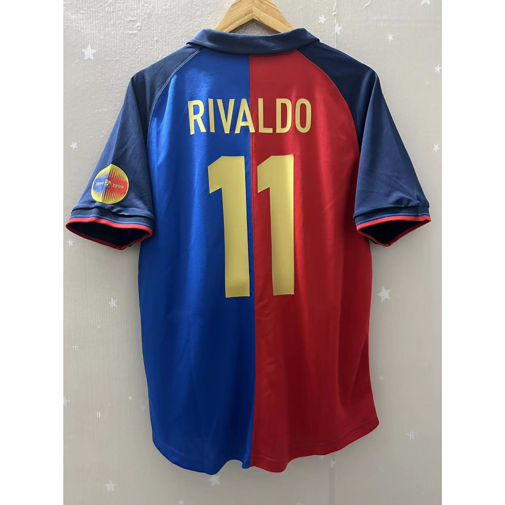 1899-1999 Barcelona 100th คุณภาพสูง Home Retro ฟุตบอล Jersey เสื้อยืด ...