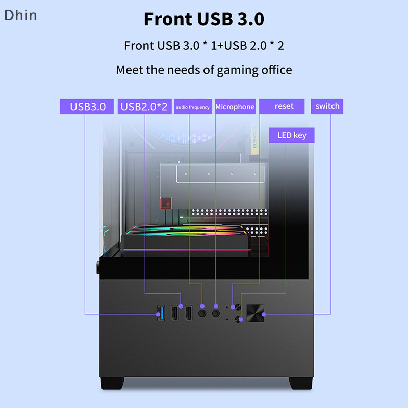 [Dhin] เคสพีซีเดสก์ท็อปโปร่งใสทาวเวอร์คอมพิวเตอร์สําหรับเมนบอร์ด M-ATX ...