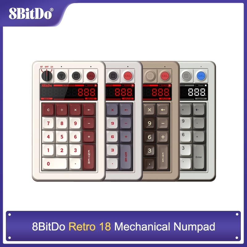 8bitdo Retro 18 Mechanical Numpad, รองรับโหมดเครื่องคิดเลข, บลูทูธ/2.4G ...