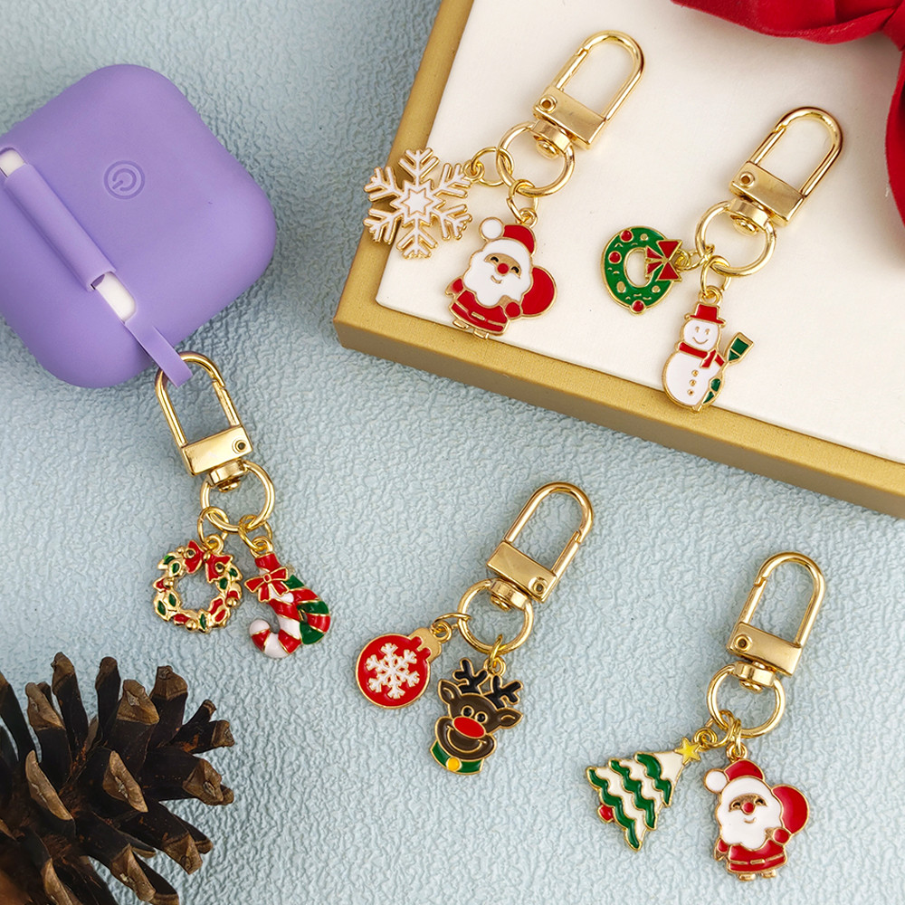 น่ารักคริสต์มาส Key Chain การ์ตูน Santa Claus Snowflakes จี้ Key แหวน ...