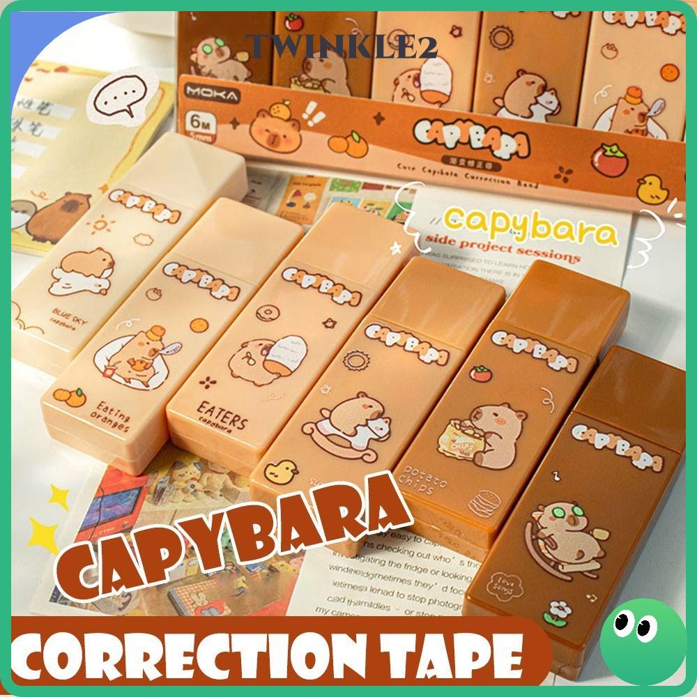 Twinkle 6 ชิ้น/เซ็ตเครื่องเขียนนักเรียน,ขนาดใหญ่ความจุน่ารัก Capybara Correction เทป,การ์ตูนอิน ...