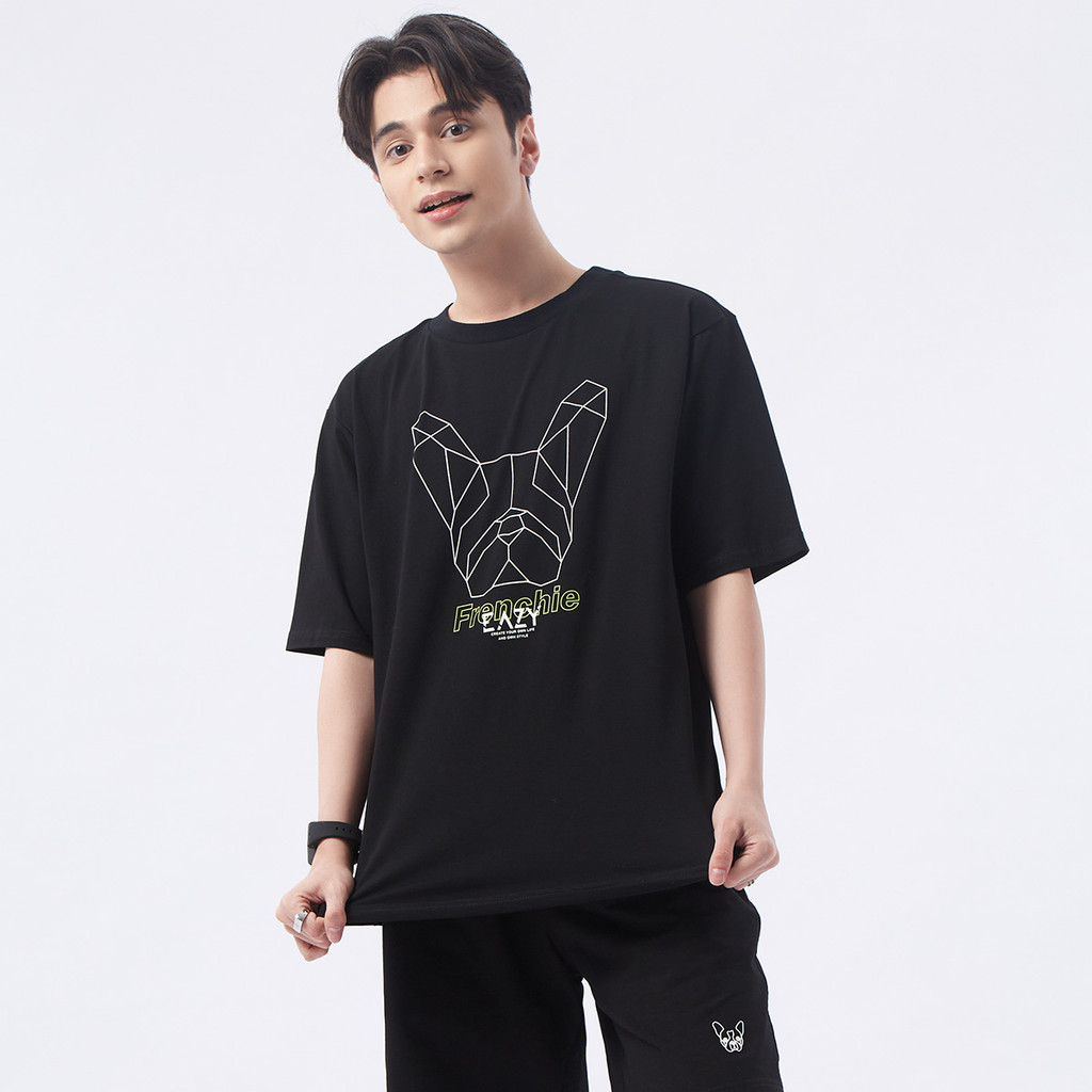 ESP เสื้อทีเชิ้ตลายเฟรนช์ชี่ อีซี่ ผู้ชาย สีดำ | Frenchie Eazy Tee ...
