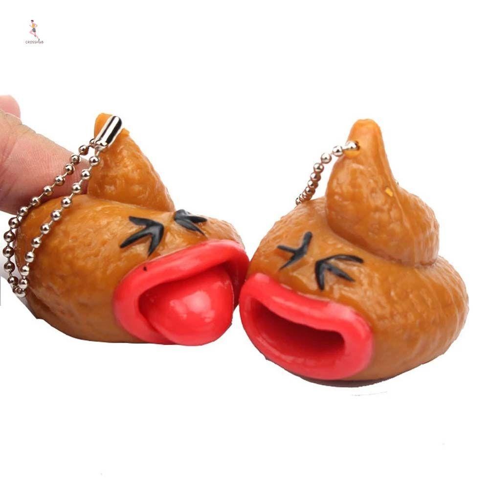 Cross Poop พวงกุญแจเด็กแปลกพวงกุญแจ Little Tricky Prank Antistress ลิ้น ...