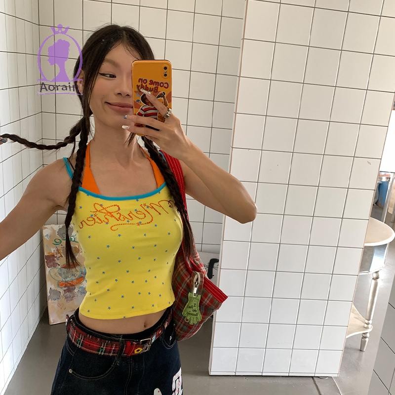 ชุดทopsและbrasตัวอักษรDiamond Starพิมพ์เต็มยุคY2K | Shopee Thailand