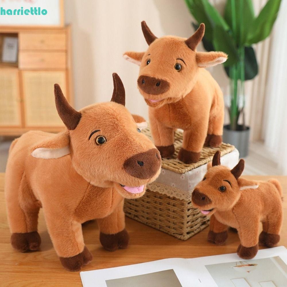 HARRIETTLO ตุ๊กตาสัตว์วัว, ตุ๊กตา Bull ReaListic Scalper Bull ของเล่น ...