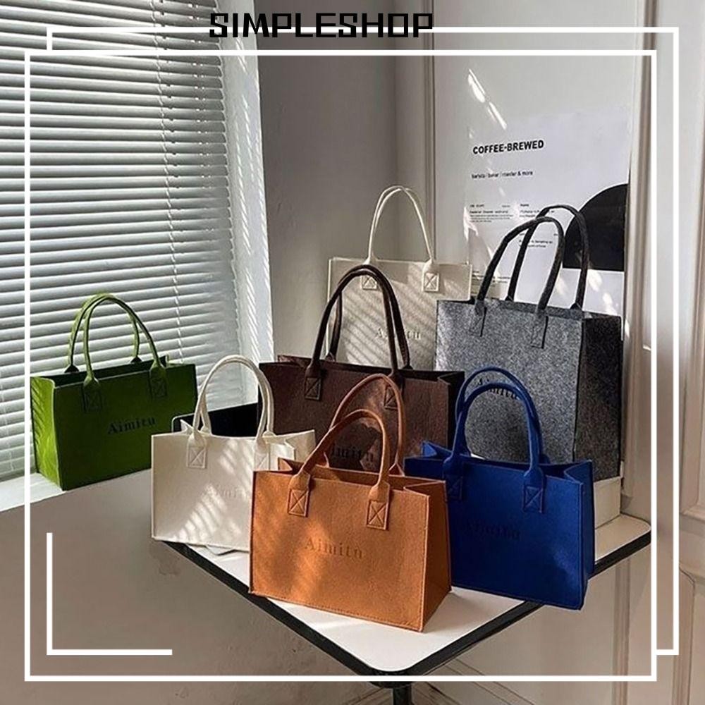 SIMPLESHOP กระเป๋าสะพายแบบเฟลต์สำหรับผู้หญิง ขนาดใหญ่ มีให้เลือกหลายสี | Shopee Thailand