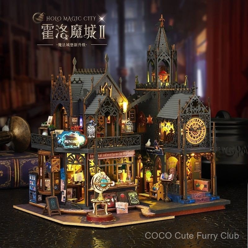 Holo Magic City diy Handmade Cabin House Assembly Magic ฉากปราสาท ...