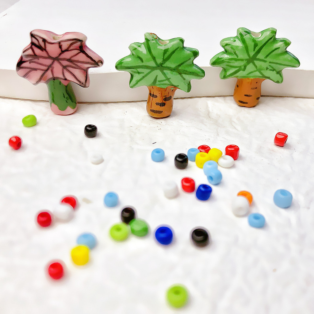 มะพร้าวญี่ปุ่นสดเซรามิคมะพร้าวต้นไม้ลูกปัด diy Handmade สร้อยคอสร้อย ...