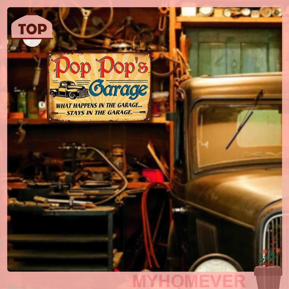 Vintage Metal Plate Pop s Garage ภาพวาดเหล็กสี่เหลี่ยมตกแต่งผนัง 40x30 ...