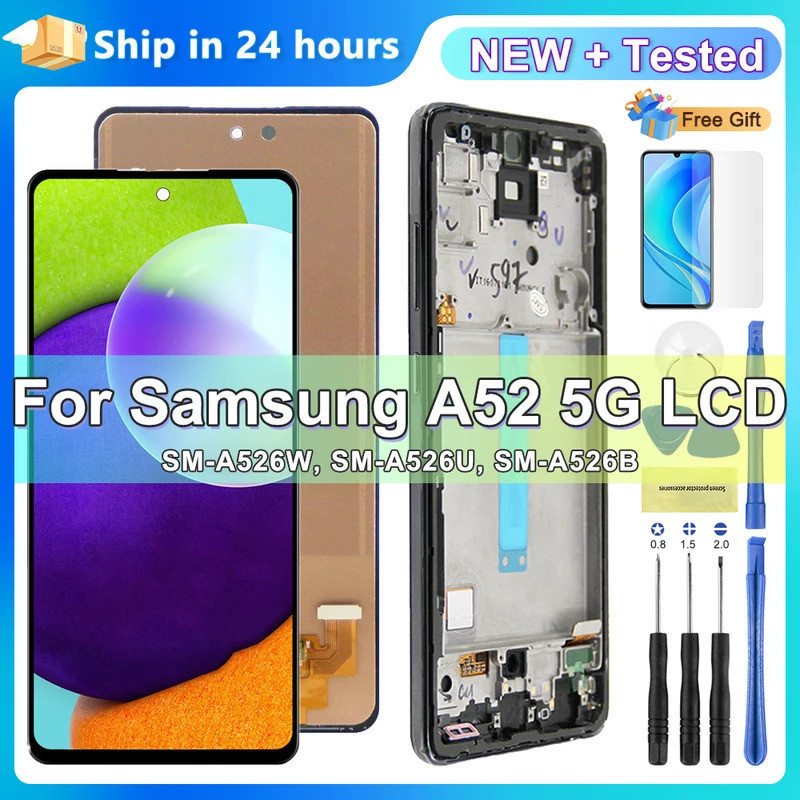 หน้าจอทดสอบสําหรับ Samsung A52 พร้อมกรอบ,จอแสดงผล LCD สําหรับ Samsung ...