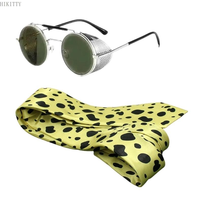 Hik Anime ญี่ปุ่นคอ Tie และแว่นตาเสือดาว Dot รูปแบบคอสเพลย์ชุด Neckwear ...