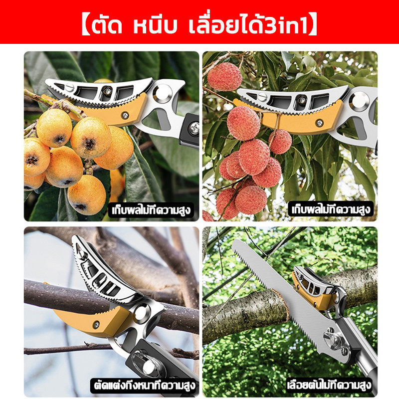 กรรไกรตัดกิ่งไม้สูง กรรไกรตัดผลไม้ SK5 ปรับความยาวได้ 1.8M~4M กรรไกรตัดกิ่งด้ามยาว ตัด หนีบ ...