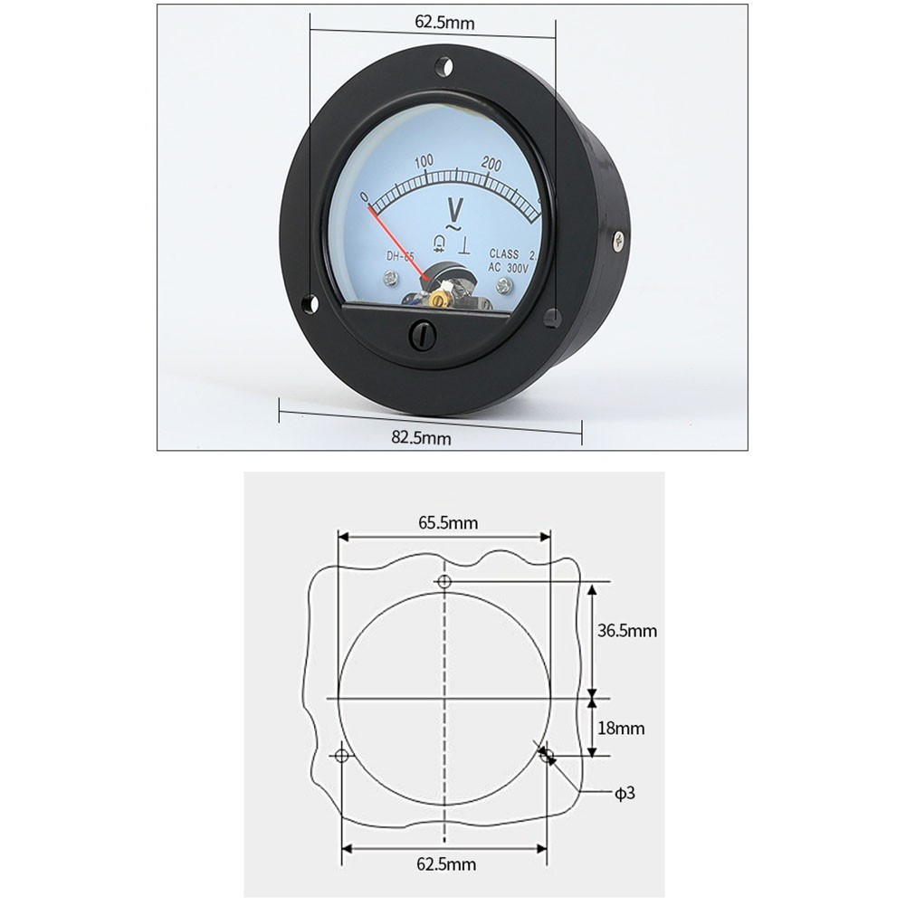 [BUM] Dh-65 Pointer Type AC Voltmeter Analog Voltmeter Round Panel ...