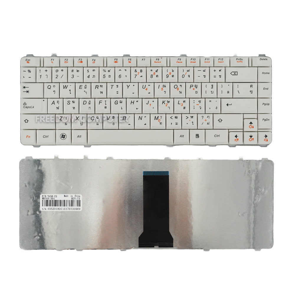 คีย์บอร์ด Lenovo Y450 Y550 Y460 Y650 B460 V460 ไทย-อังกฤษ- สีขาว ...