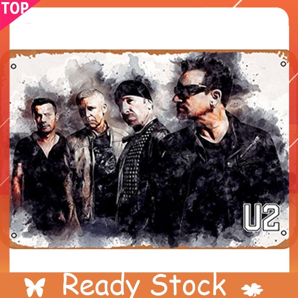 Vintage แผ่นโลหะ U2 Band ภาพวาดเหล็กสี่เหลี่ยม Wall Art Home Decor30x20 ...
