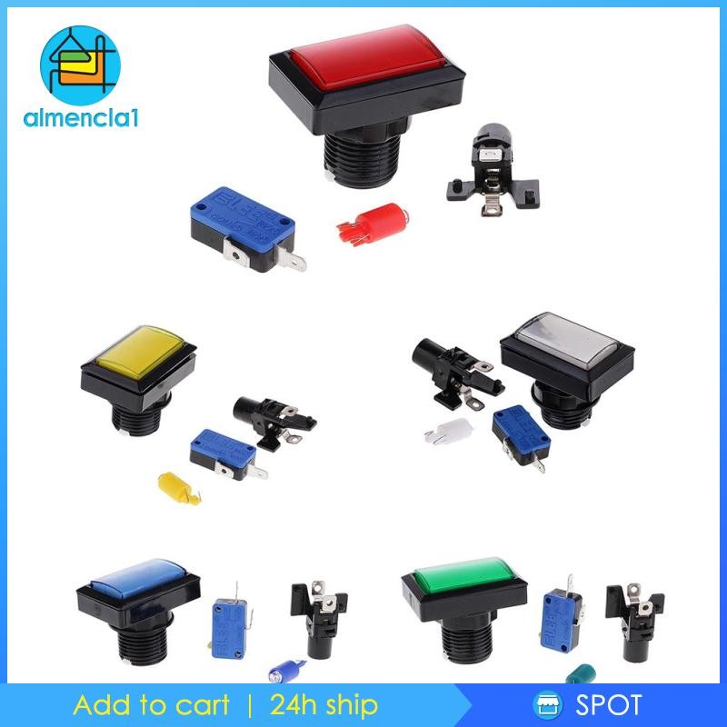 [Almencla1] เครื่องเกมอาร์เคดรูปสี่เหลี่ยมผืนผ้า LED Illuminated Arcade Push Button ...