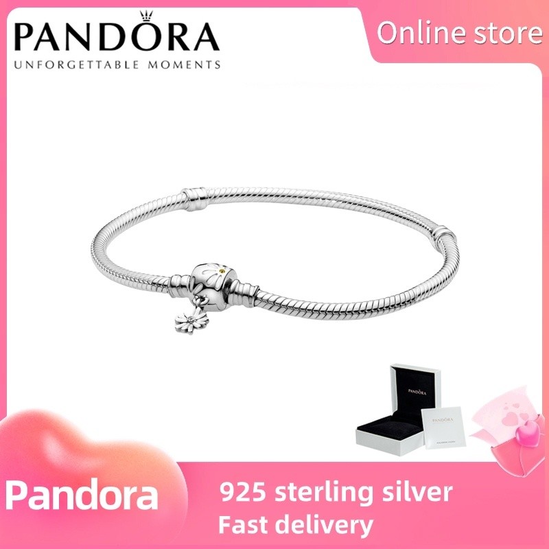 100% % แท้ S925เงินแท้ Pandora [598776c01] สร้อยข้อมืองูโซ่เดซี่ ...