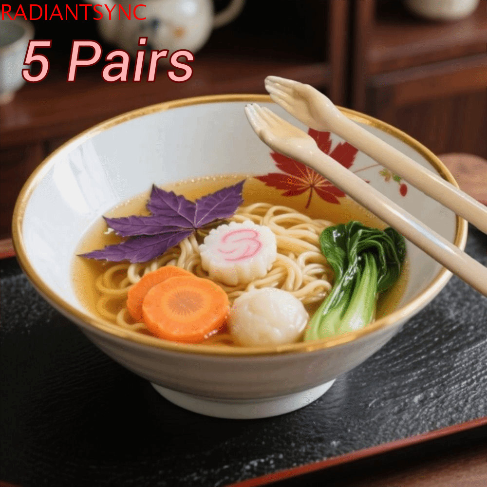 RADIANTSYNC ตะเกียบปาล์ม 5 คู่, ด้ามยาวพลาสติกช่วยมือตะเกียบ, ตลกหัวกันลื่น Anti-scalding เด็ก ...