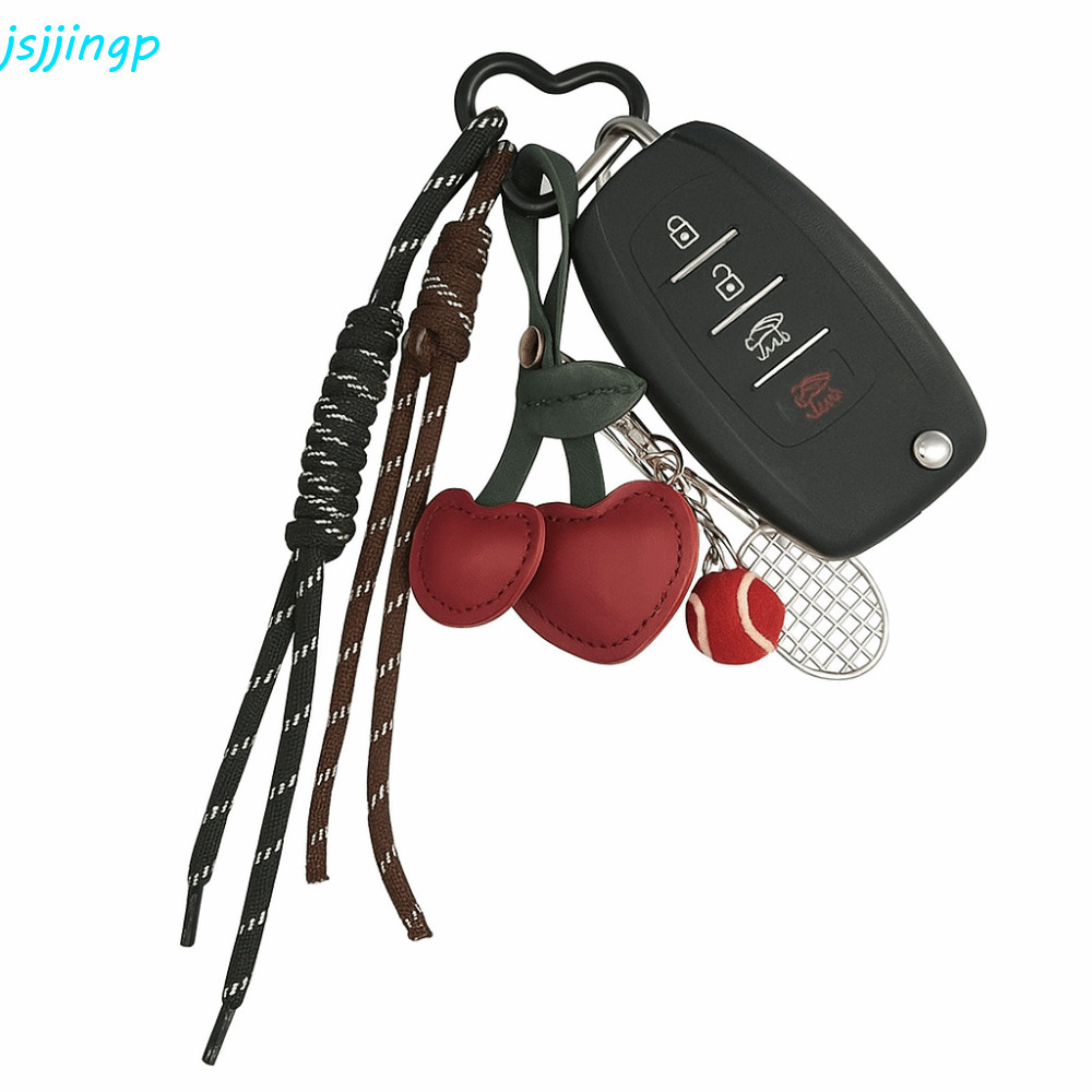 JSJJINGP จี้กระเป๋ารูปเชอร์รี่, หัวใจสาวทอมือเชือกถักพวงกุญแจ, น่ารัก Aesthetically Y2k Anti ...