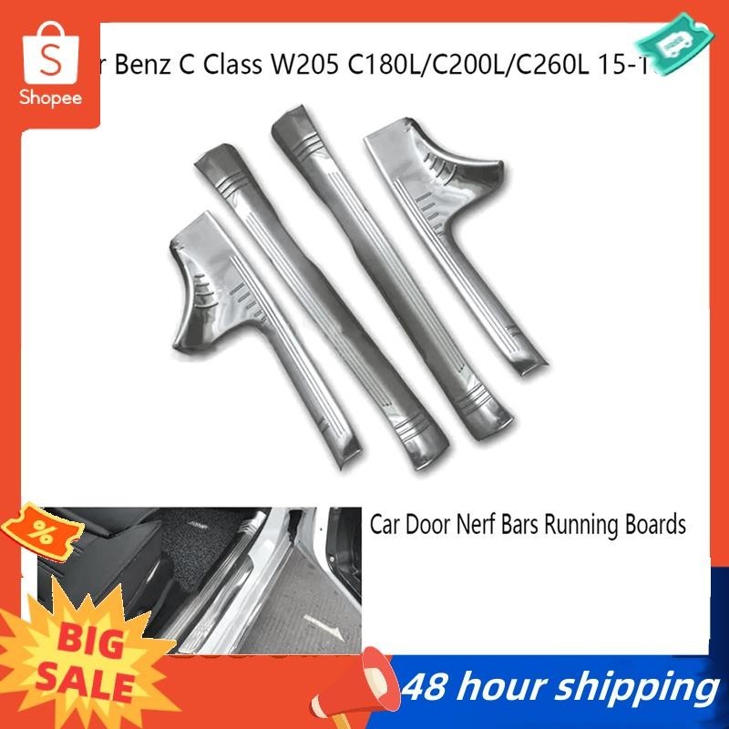 พร้อมสต็อก 4 PC สแตนเลสประตู Step Sill Scuff แผ่น Guards สําหรับ Benz C Class W205 C180L/C200L ...