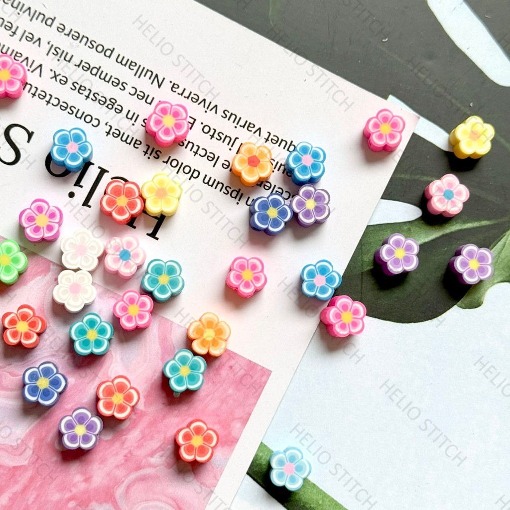 วัสดุ DIY / 10 ชิ้นพรีเมี่ยม Wave Daisy Flower Polymer Clay Mote ลูกปัด ...