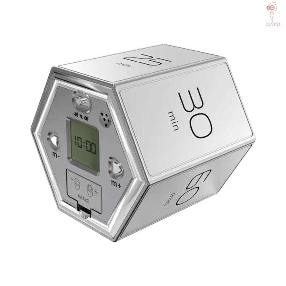 Multi-hexagon Cube Timer Gravity Sensor Digital Timer with LED Screen Sound Alarm Silent ...