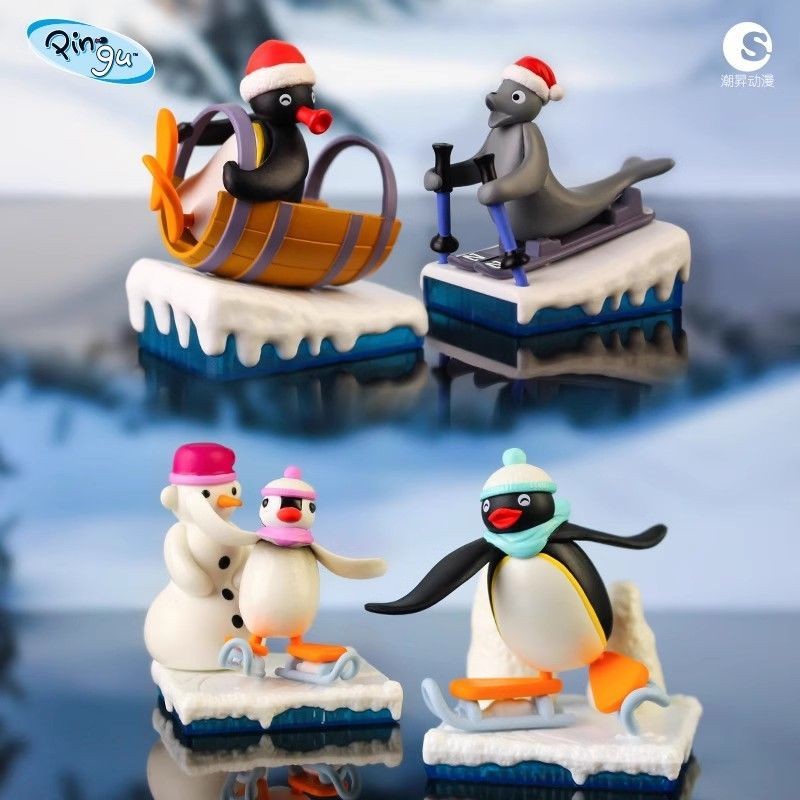 ของแท้ครอบครัวเพนกวิน Pingu สนุกจิ๋วฉาก Gacha Blind Box ตุ๊กตาคลาสสิก ...