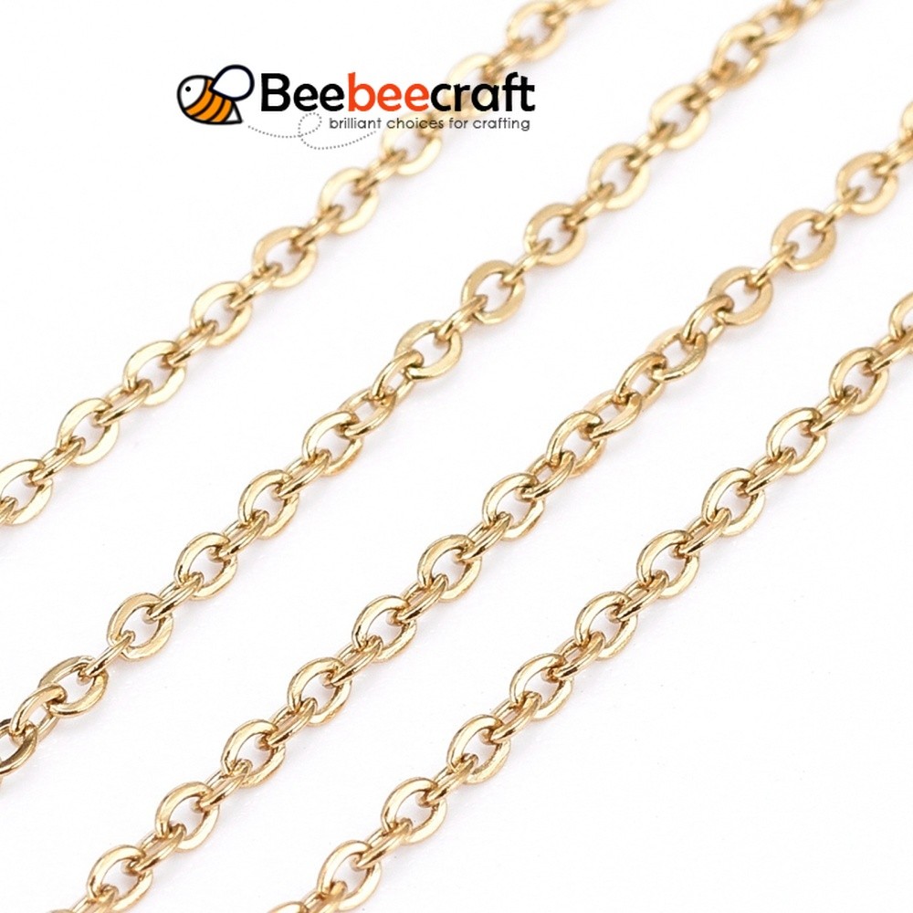 1 ม้วน Ion Plating (IP) 304 สแตนเลสสตีลโซ่บัดกรีกับ Spool แบนรูปไข่ชุบ ...