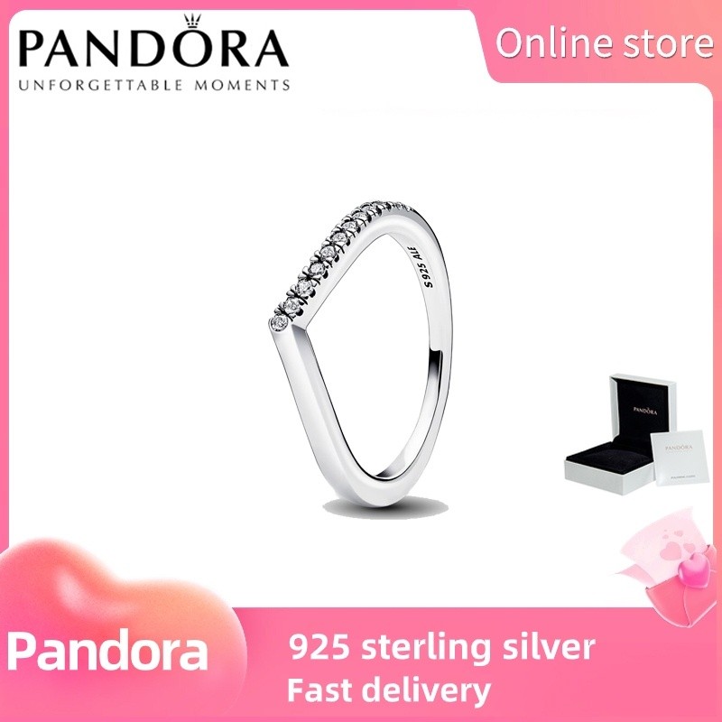100% ของแท้ เงินสเตอร์ลิง S925 PANDORA [ 192394 แหวน Pandora Timeless Wish Half Sparkling C01 ...
