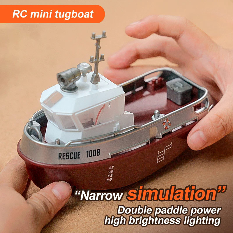 1:32 Mini Rc Boat Kids Toy Remote Control Rescue Boat Dual Motor Radio ...