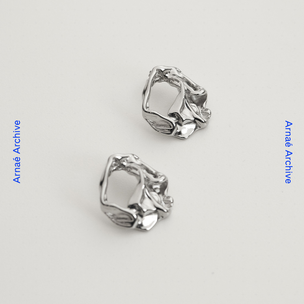 Arnaé Archive ต่างหูสตั๊ดพับบิดเบี้ยว Unisex สแตนเลสระดับพรีเมียมต่างหู ...