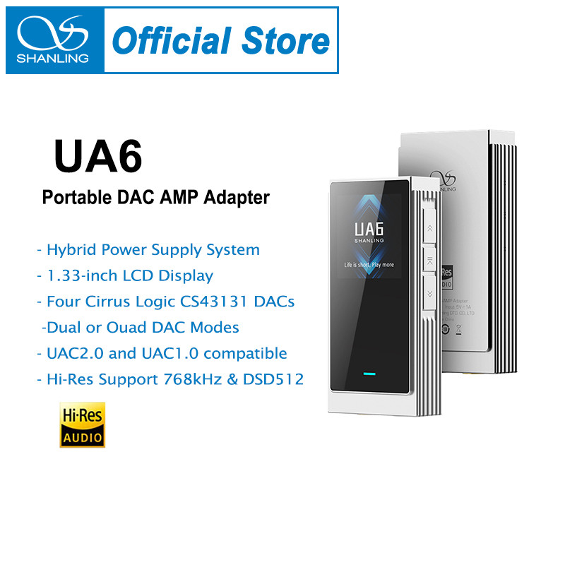 Shanling UA6 Hi-Res HIFI แบบพกพา USB DAC หูฟัง Amplifer 4 x CS43131 DACs DSD512 3.5 มม.4.4 มม. ...