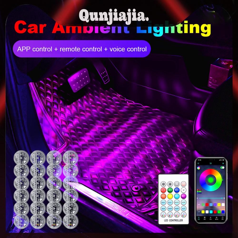 USB LED ภายในรถ Ambient Foot Light ควบคุมเสียง Auto RGB โคมไฟตกแต่ง ...